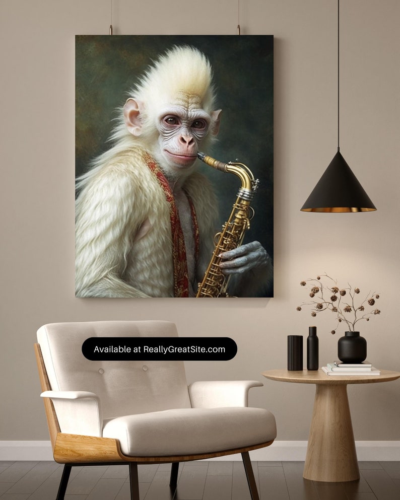 Mothers Day Gifts, Oil Paintings of a Saxophone-playing Monkeys ...