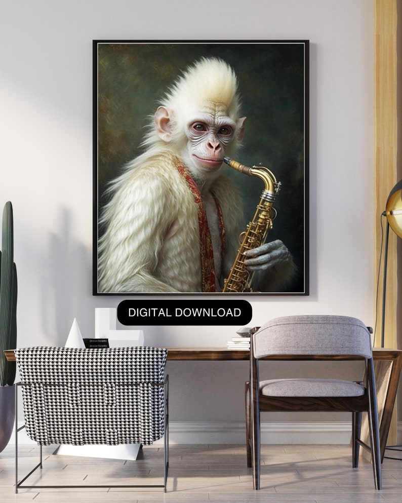 Mothers Day Gifts, Oil Paintings of a Saxophone-playing Monkeys ...