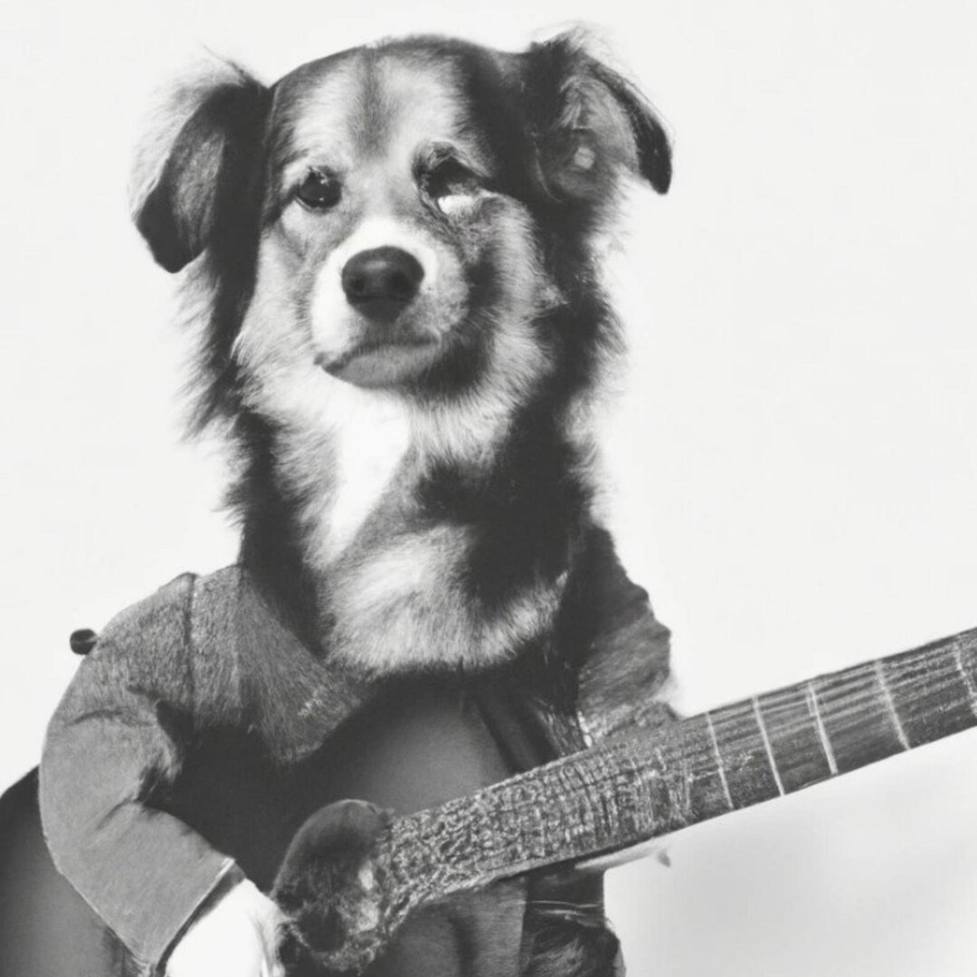 My Dog is A Rock Star: Picture of Dog Playing Guitar, Printable Wall ...