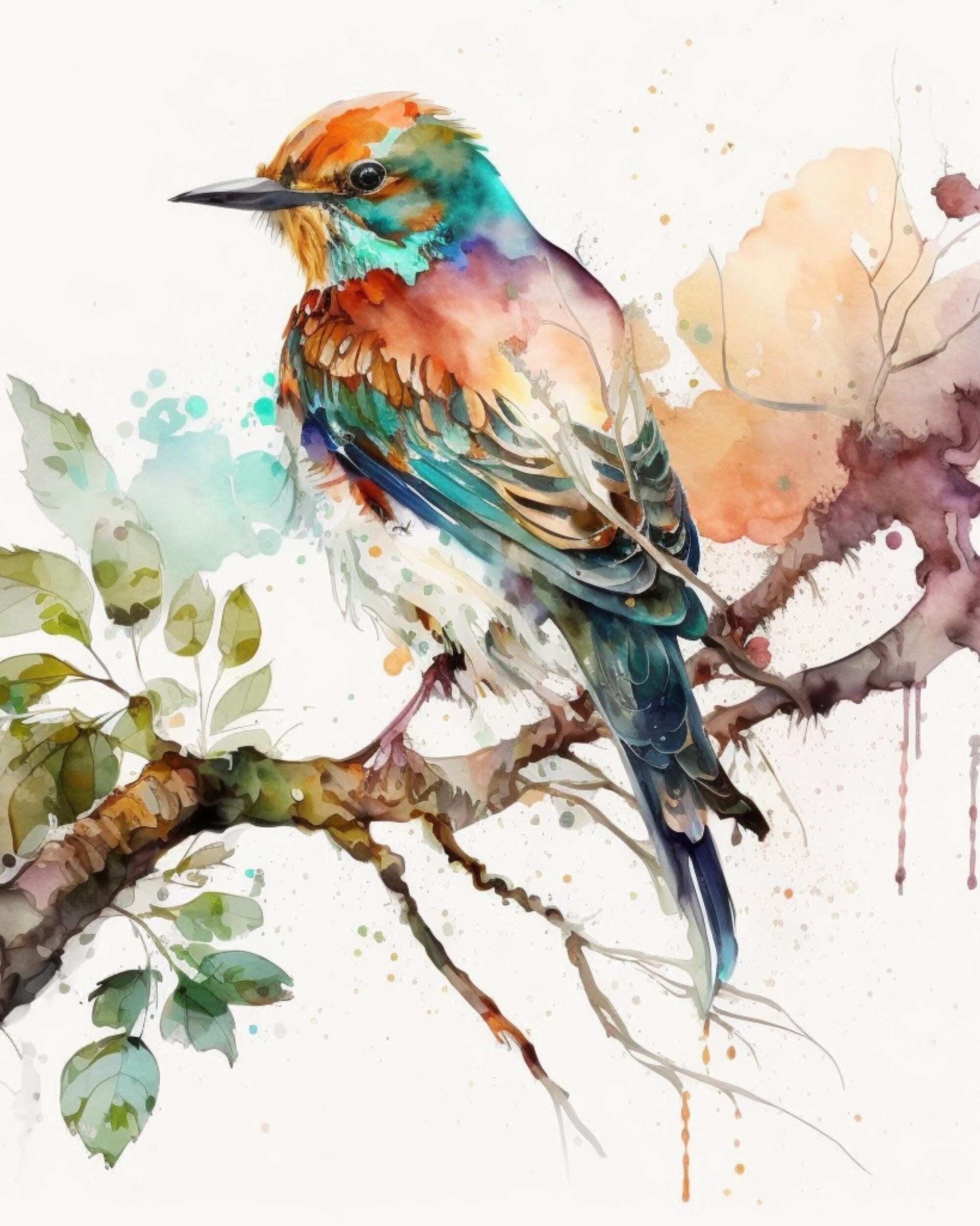6 Pieces Spring Bird Watercolor Paintings, Digital Download, Modern ...