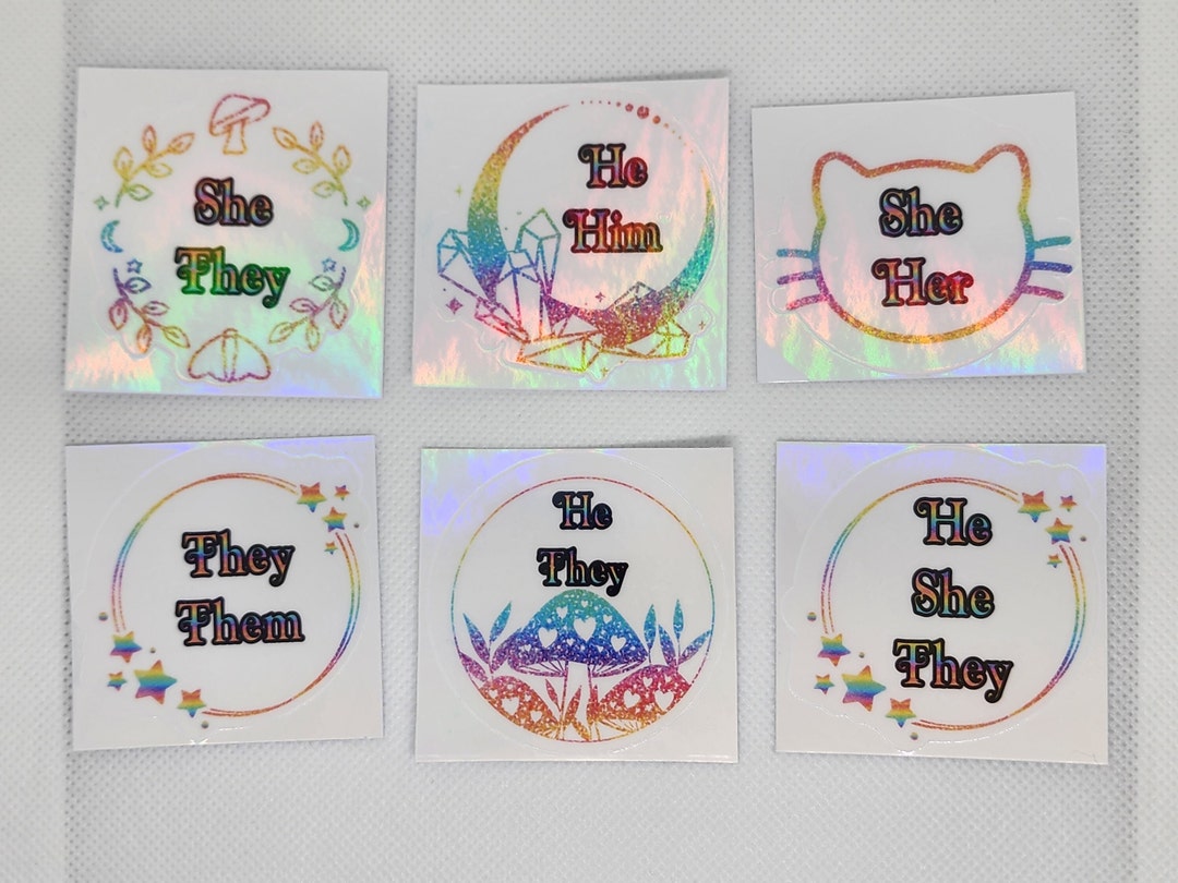 Rainbow Pronoun Stickers - Etsy