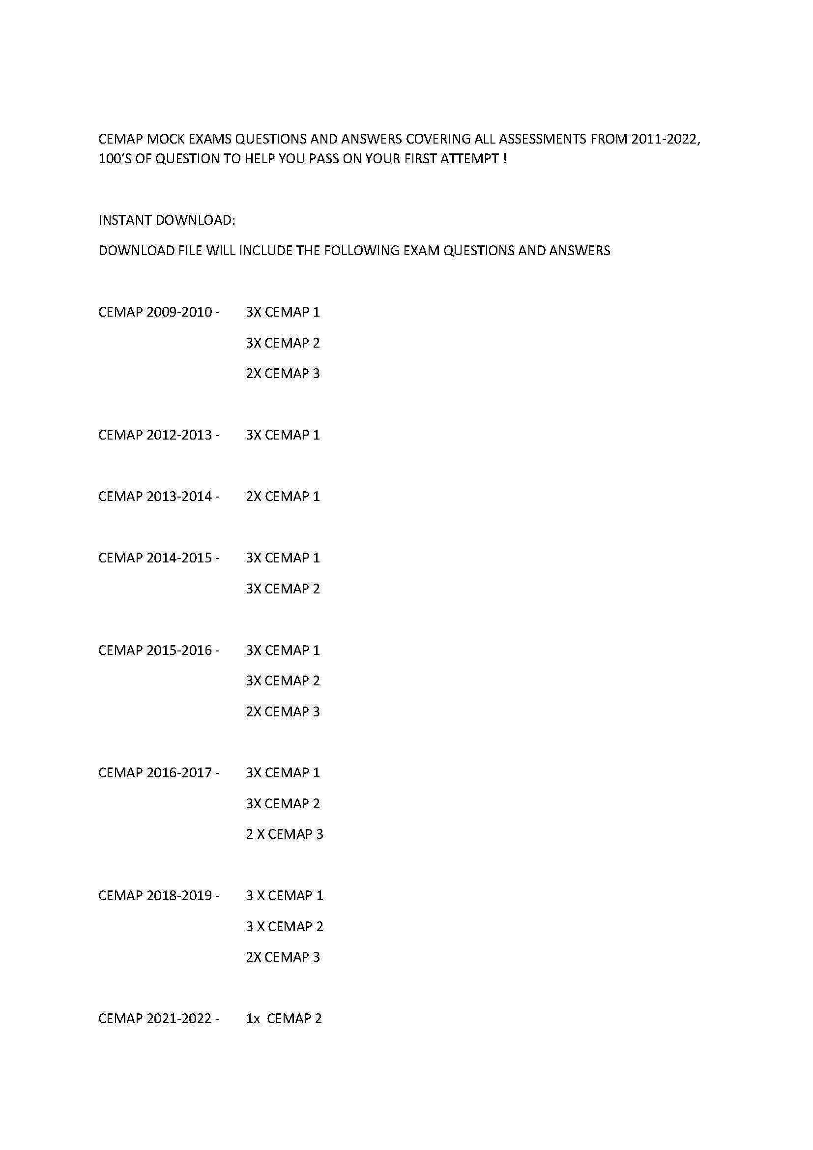 Cemap Mock Exams 2009-2022 | Questions and Answers | 100's of Questions ...