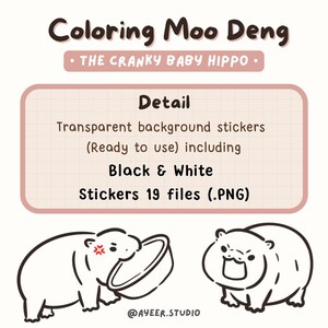 Coloring Moo Deng, Cranky Baby Pygmy Hippo Celebrity in Thailand | Baby ...