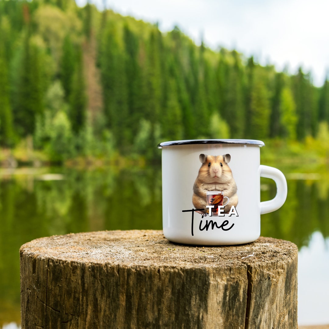 Enamel Mug With Hamster and Tea / Camping Mug / Hamster Friends / Tea ...