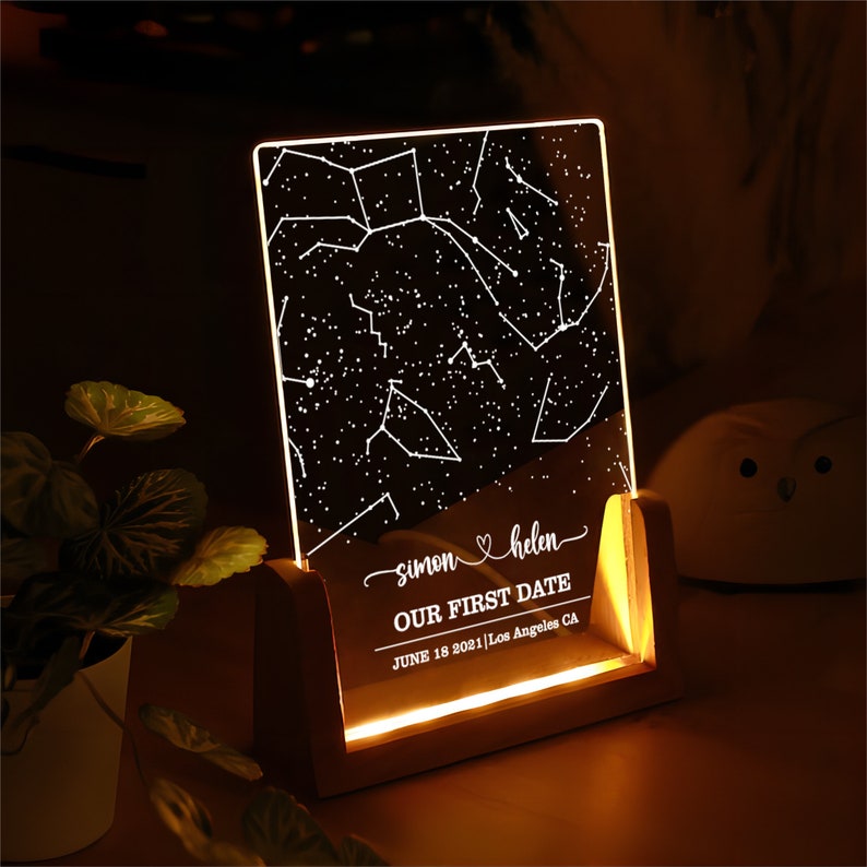 Custom Star Map by Date, Star Map Night Light, Personalized ...