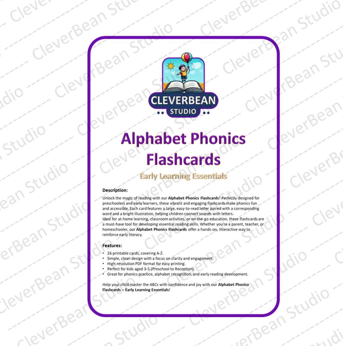 Alphabet Phonics Flashcards - Early Learning Essentials - Etsy