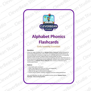 Alphabet Phonics Flashcards - Early Learning Essentials - Etsy