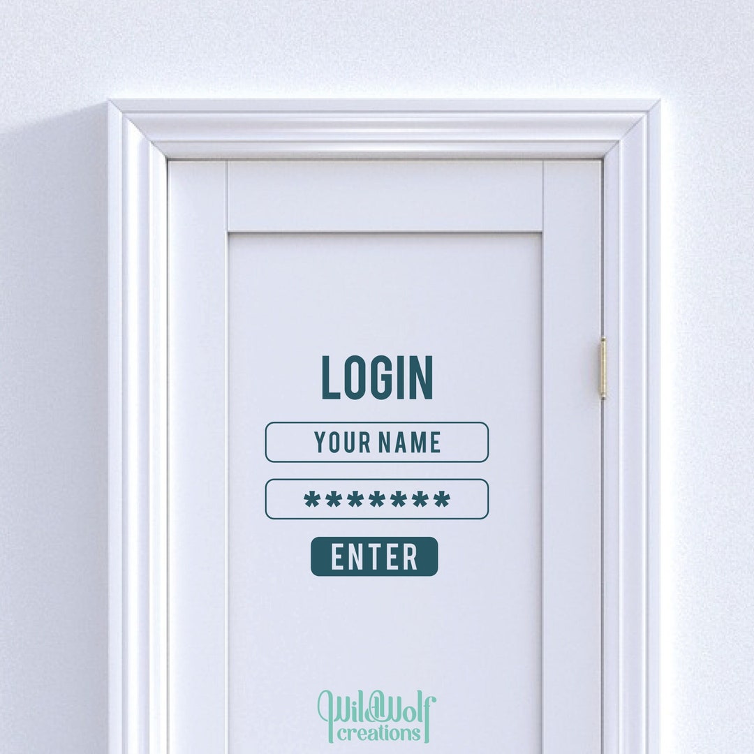 Login Password Custom Sticker | Teenager | Door Decal | Stickers ...