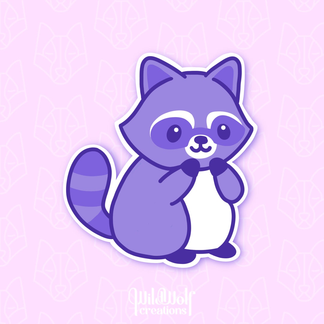 Purple Racoon | Waterproof Sticker | Laptop | Water Bottle - Etsy