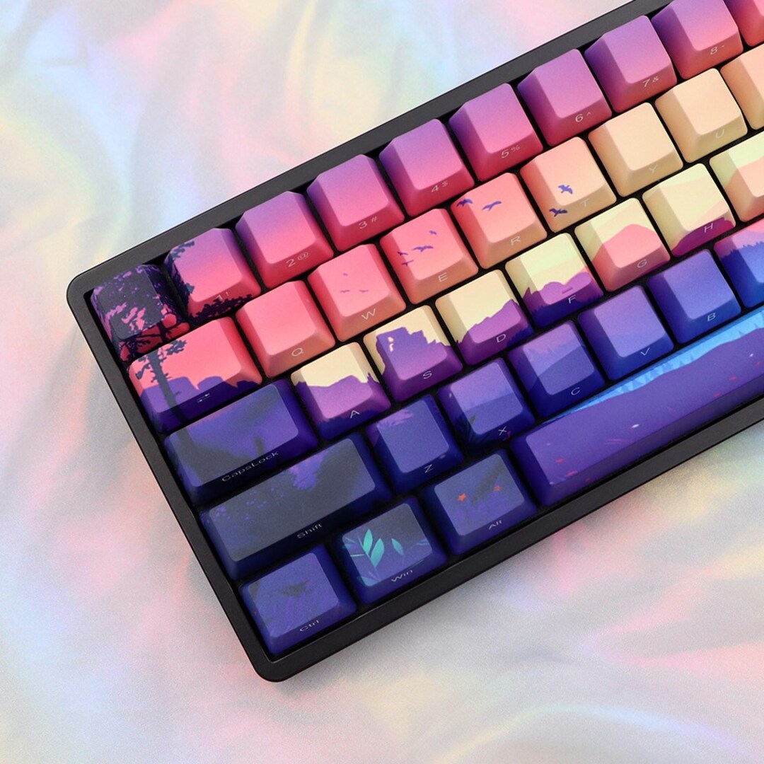 Purple Keycap Set Side Print Keycap PBT Keycaps Cherry MX - Etsy