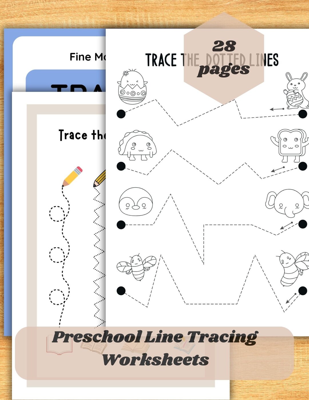28 Pages Printable, Line Trace Worksheet, Motor Skill, Kindergarten ...