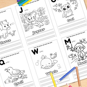 27 Printable Animal With Alphabet and Coloring Page Worksheets for Kids ...