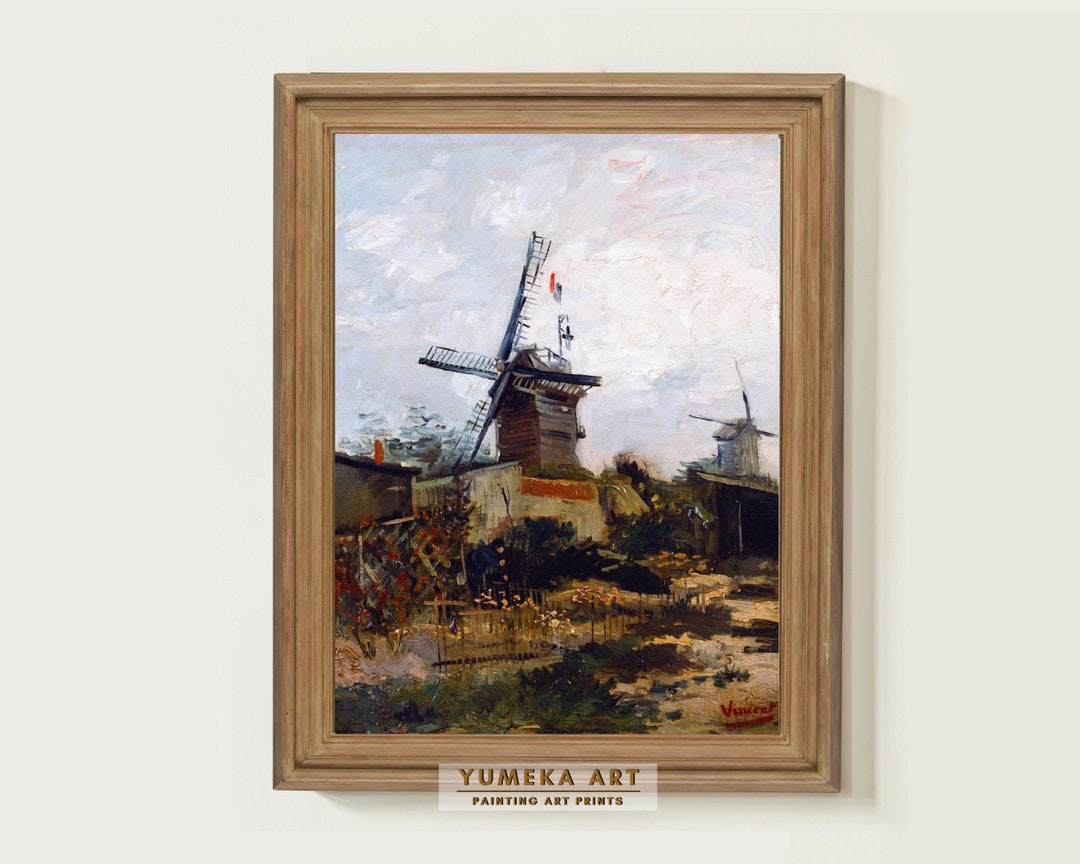 Windmills on Montmartre Vintage Windmill Painting Windmill Wall Art ...