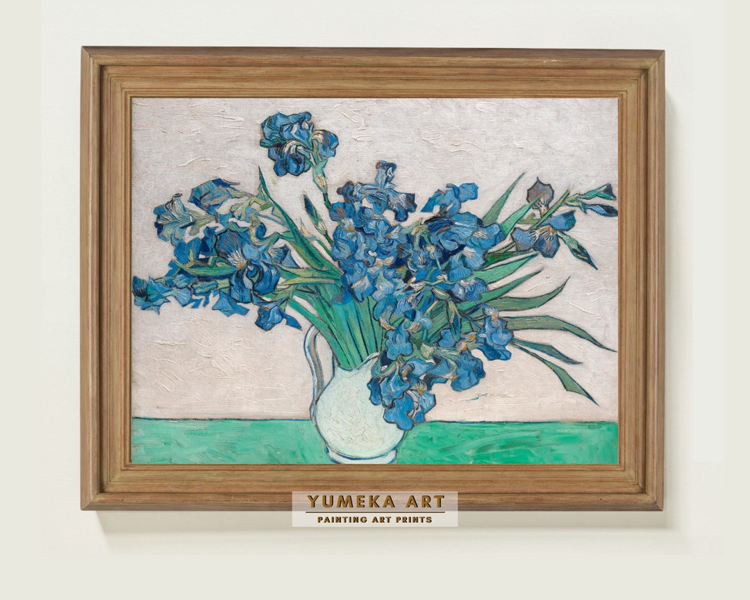 Vintage Flower Still Life Painting Irises Vincent Van Gogh Antique ...