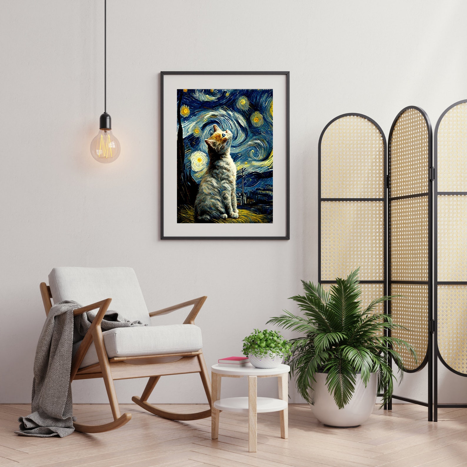 Starry Night Cat | Cat Look up at the Starry Night | Unique Home Decor ...