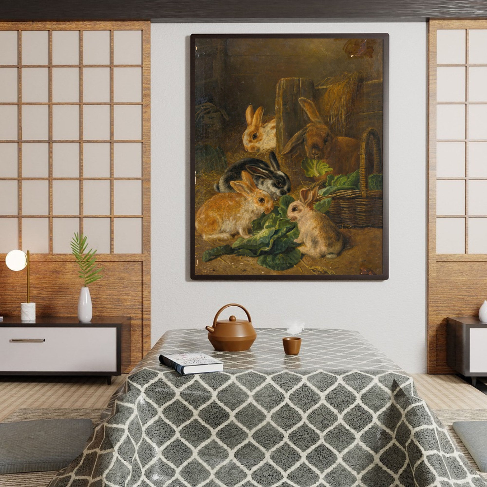 Vintage Bunny Rabbit Painting Rabbit Art Print Vintage Rabbit - Etsy