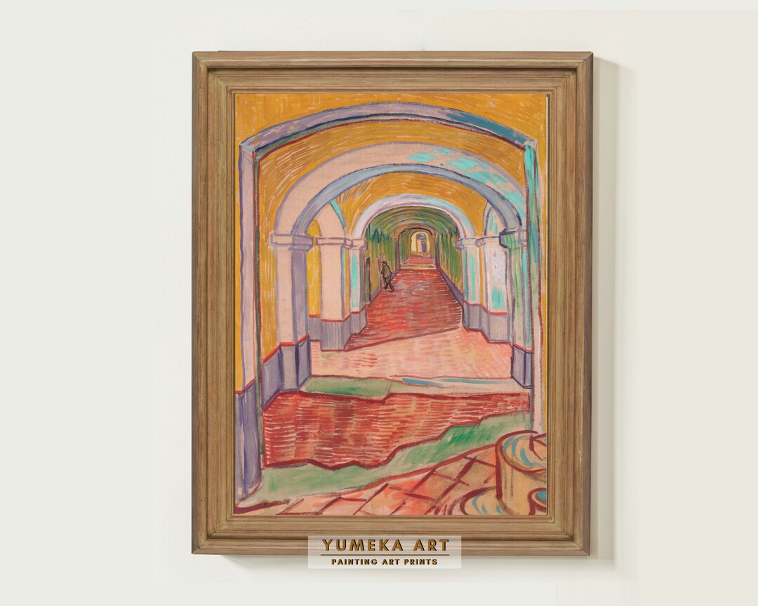 Vintage Vincent Van Gogh Painting Corridor in the Asylum Oil Painting ...