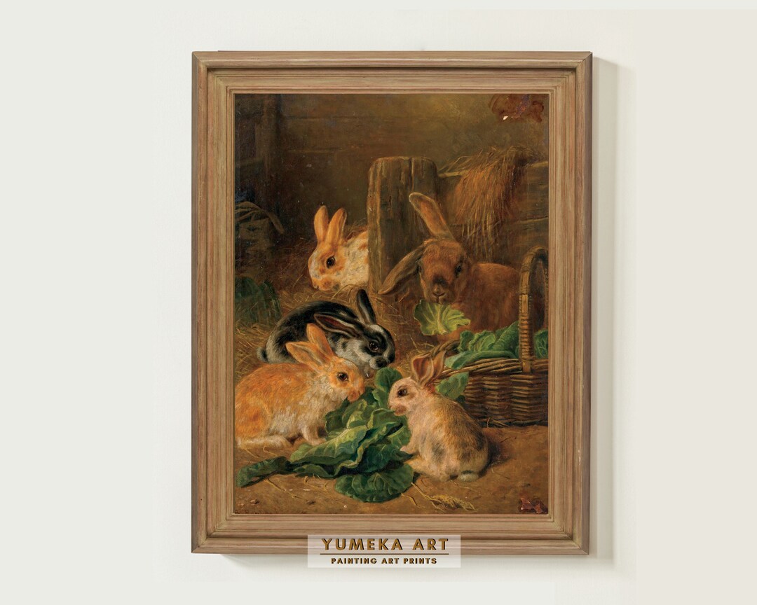 Vintage Bunny Rabbit Painting Rabbit Art Print Vintage Rabbit - Etsy