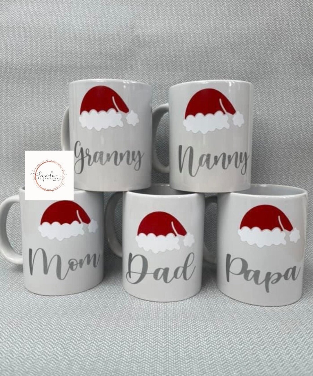 Personalised Christmas Mug, Santa Hat, Christmas Mugs, Christmas Mugs ...