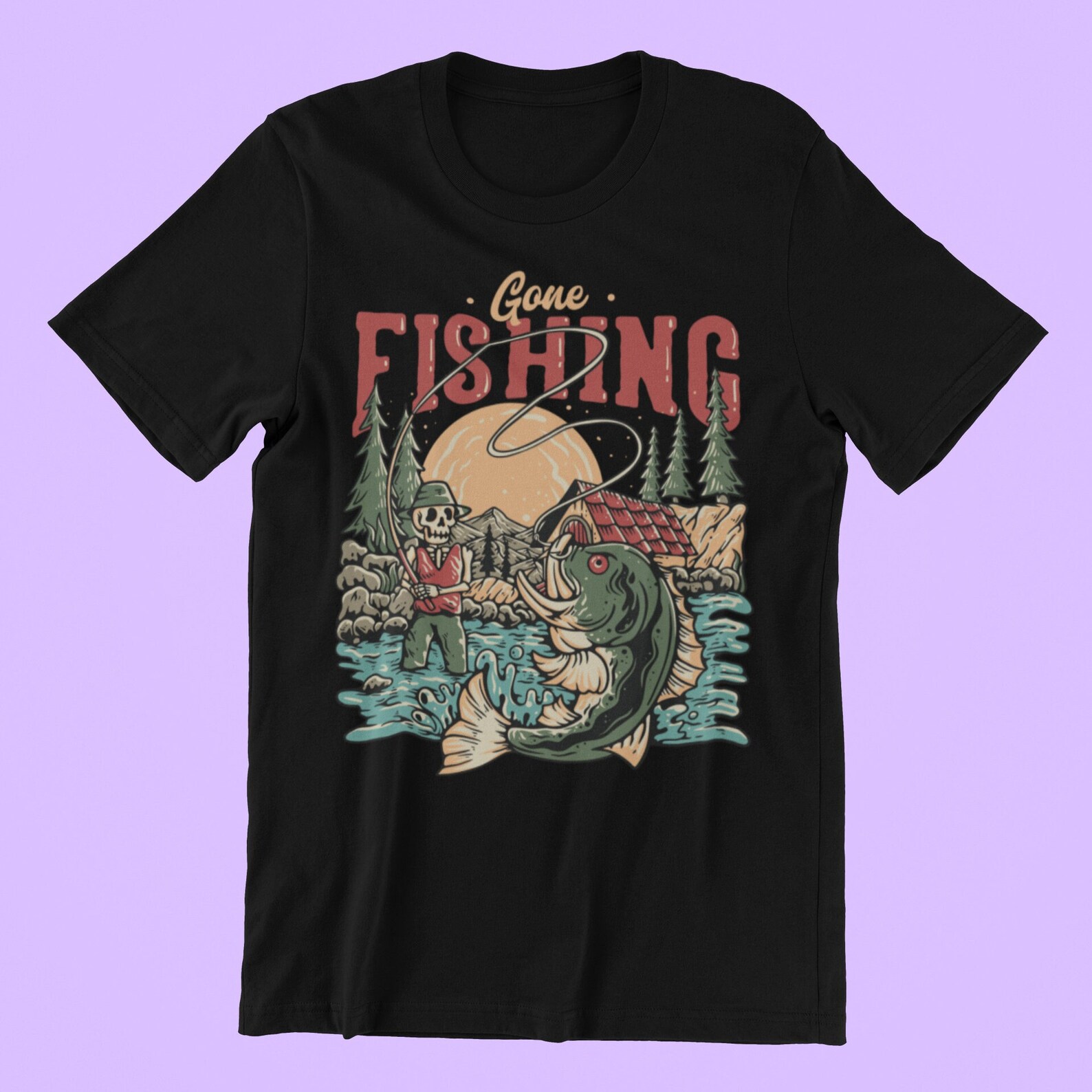 Skeleton Fishing Vintage Style Shirt Gift for Fishing Lover - Etsy