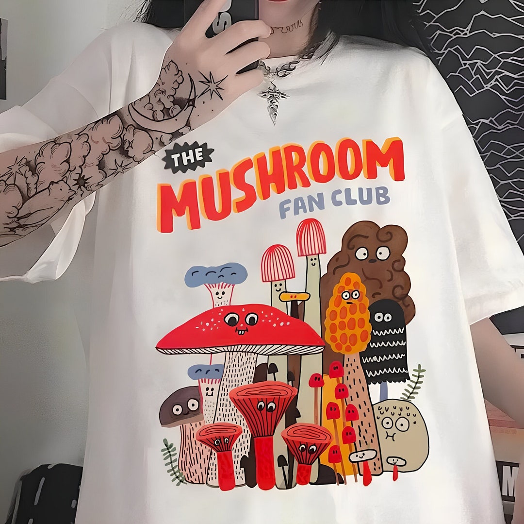 Mushroom Fan Club Shirt Aesthetic Graphic Tees Gift for Book Lover ...