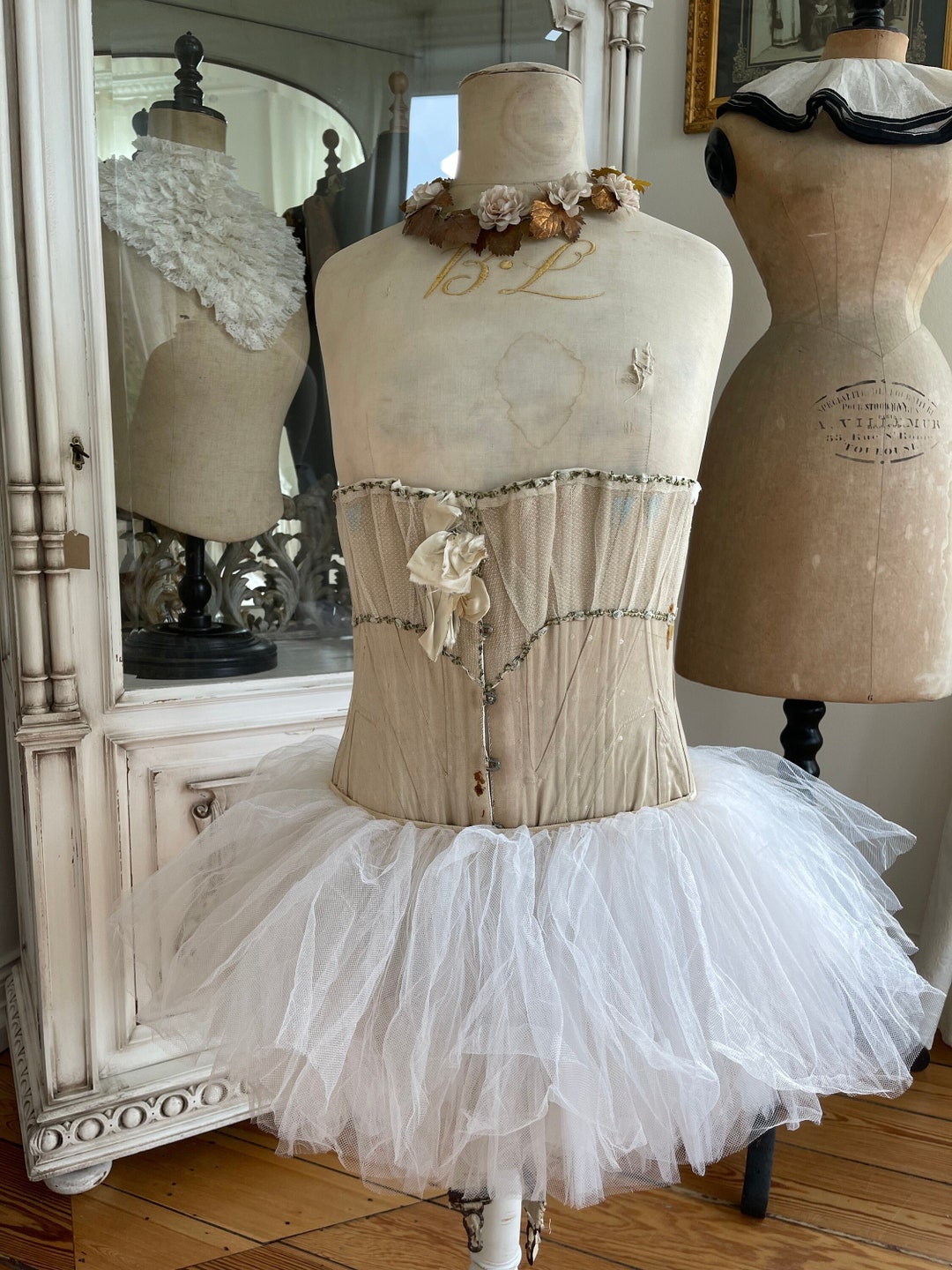 Antique Embroidered Tailor's Dummy With Corset - Etsy UK