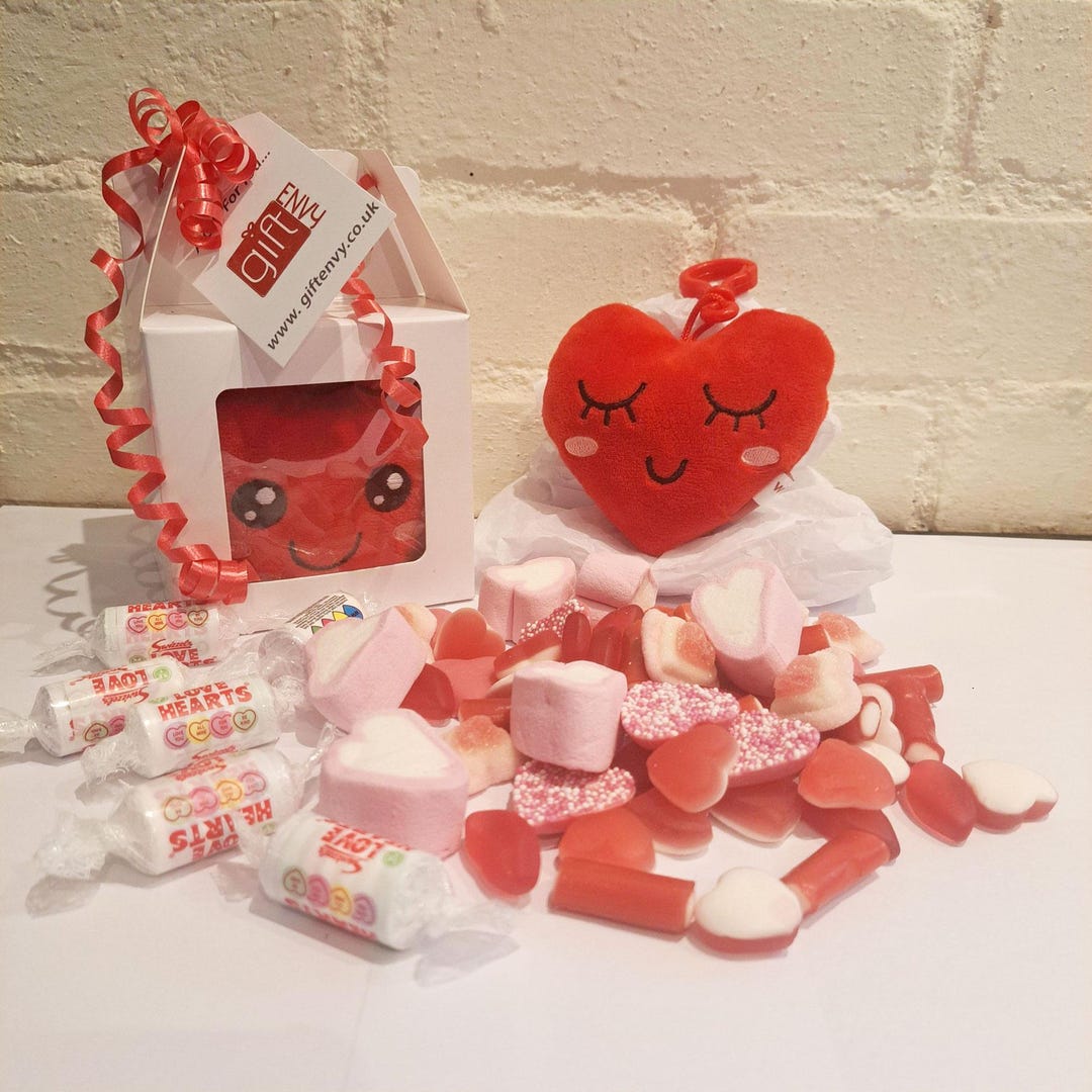 Valentines Day Plush Heart & Sweets Boxed Gift Set 300g Love - Etsy UK
