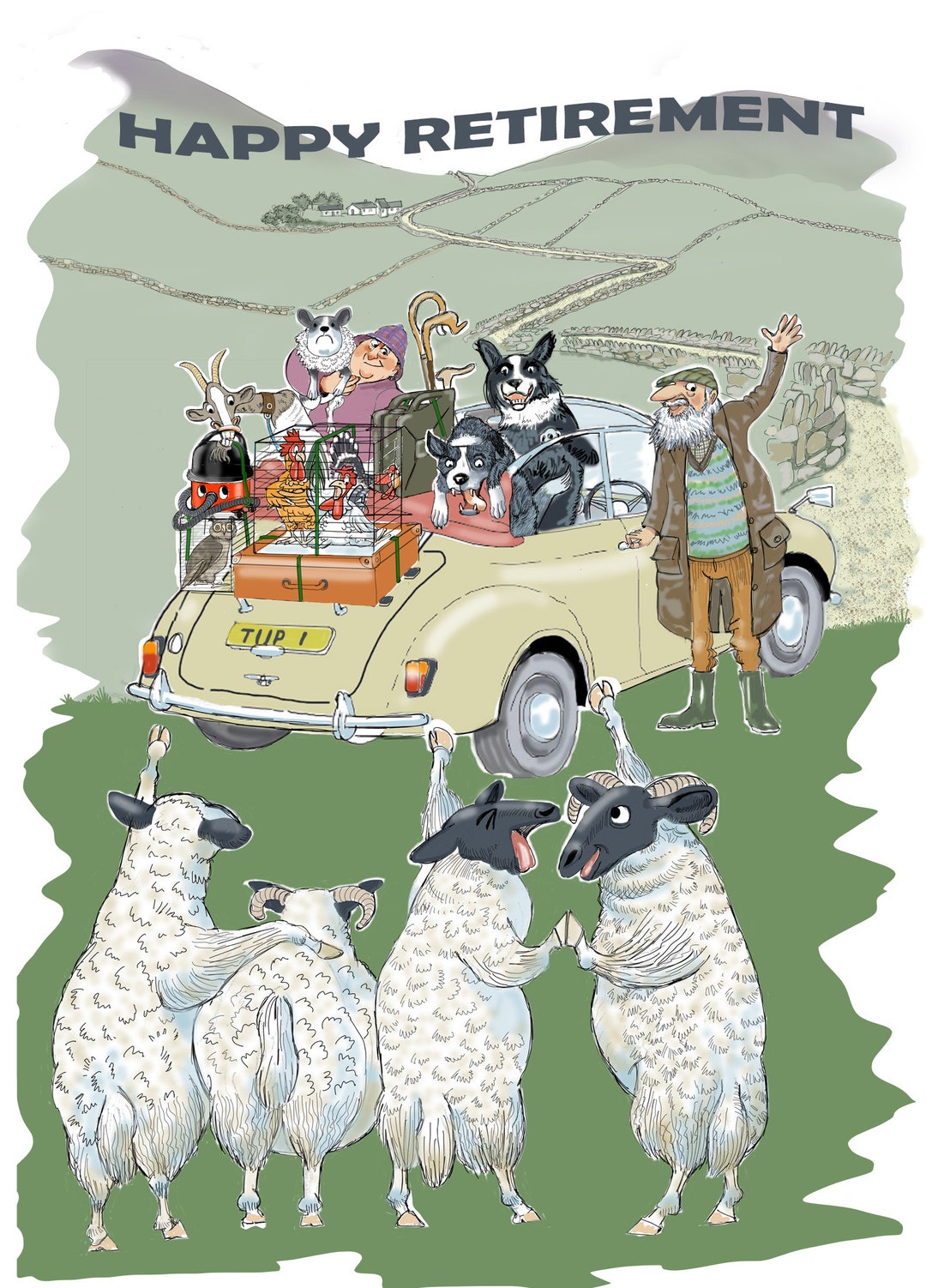 Retirement Card - Farewell Sheep Dog Country - Funny Gift Envy - Etsy UK