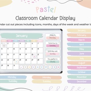 Pastel Classroom Calendar Display Printable Decor for Teachers and ...