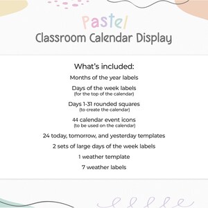 Pastel Classroom Calendar Display Printable Decor for Teachers and ...
