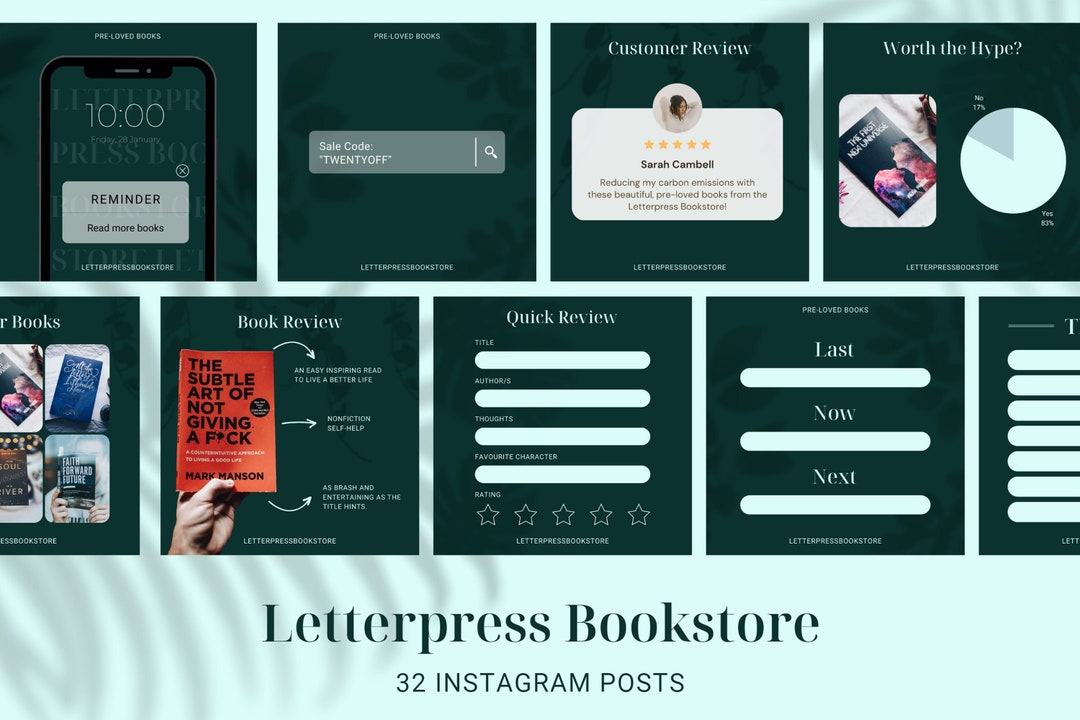 32 Bookstagram Post Templates | Book Store Instagram Feed Posts | Canva ...