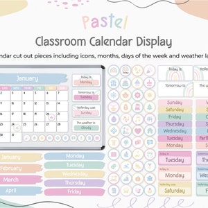 Pastel Classroom Calendar Display Printable Decor for Teachers and ...