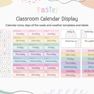 Pastel Classroom Calendar Display Printable Decor for Teachers and ...