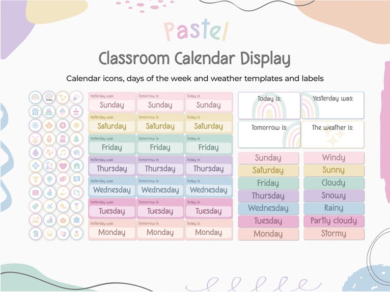 Pastel Classroom Calendar Display Printable Decor for Teachers and ...