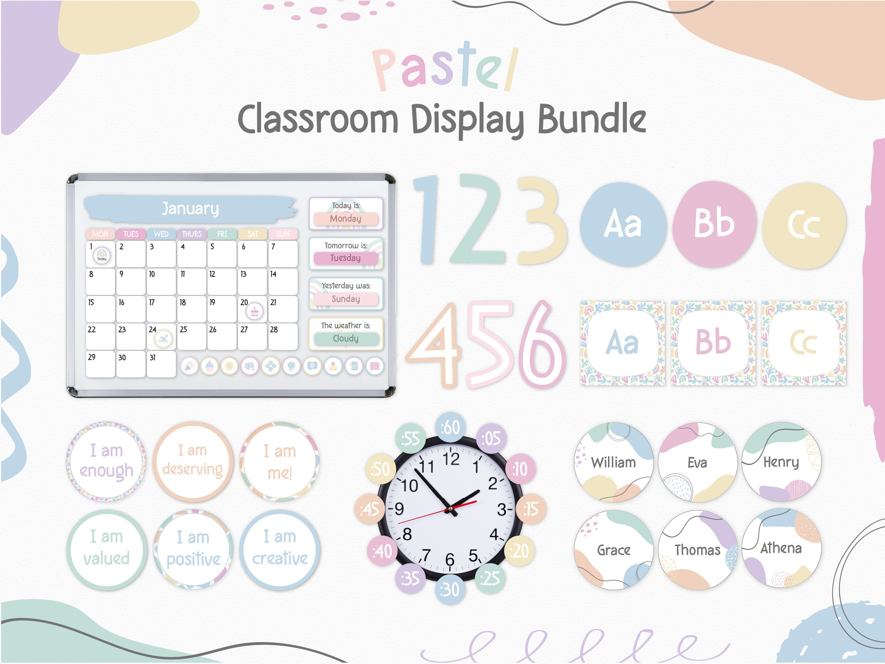 Pastel Classroom Decor Bundle Printables, Calendar, and More Instant ...