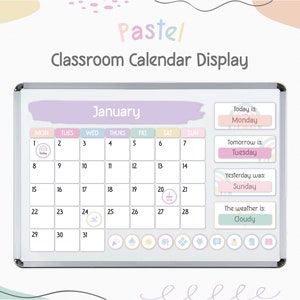 Pastel Classroom Calendar Display Printable Decor for Teachers and ...