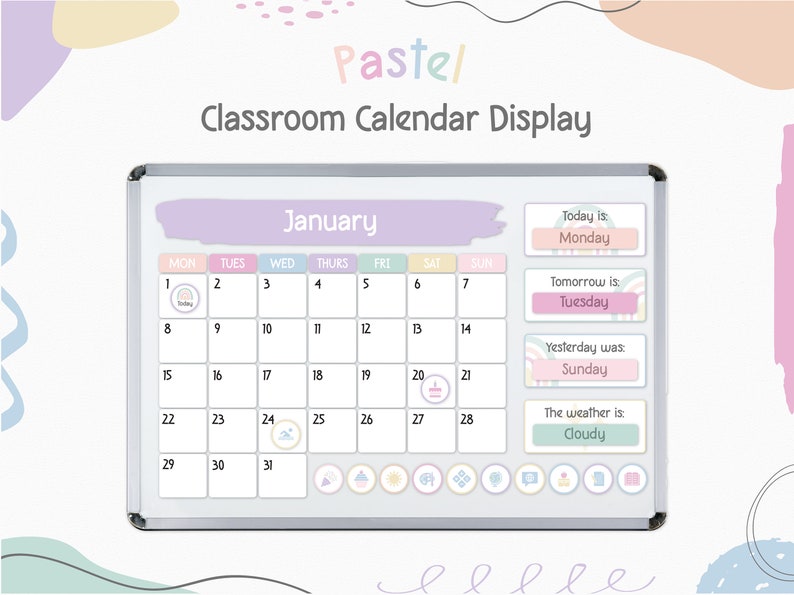 Pastel Classroom Calendar Display Printable Decor for Teachers and ...