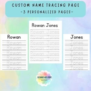 Custom Name Tracing Sheet. Handwriting Practice. Personalized Name ...