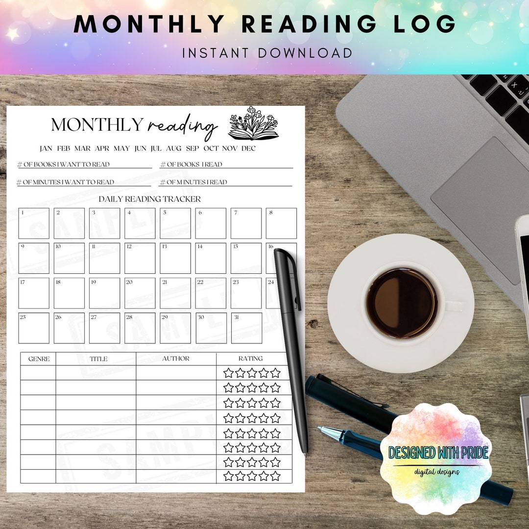 Monthly Book Tracker | Monthly Reading Log | Book Club Reading Tracker ...