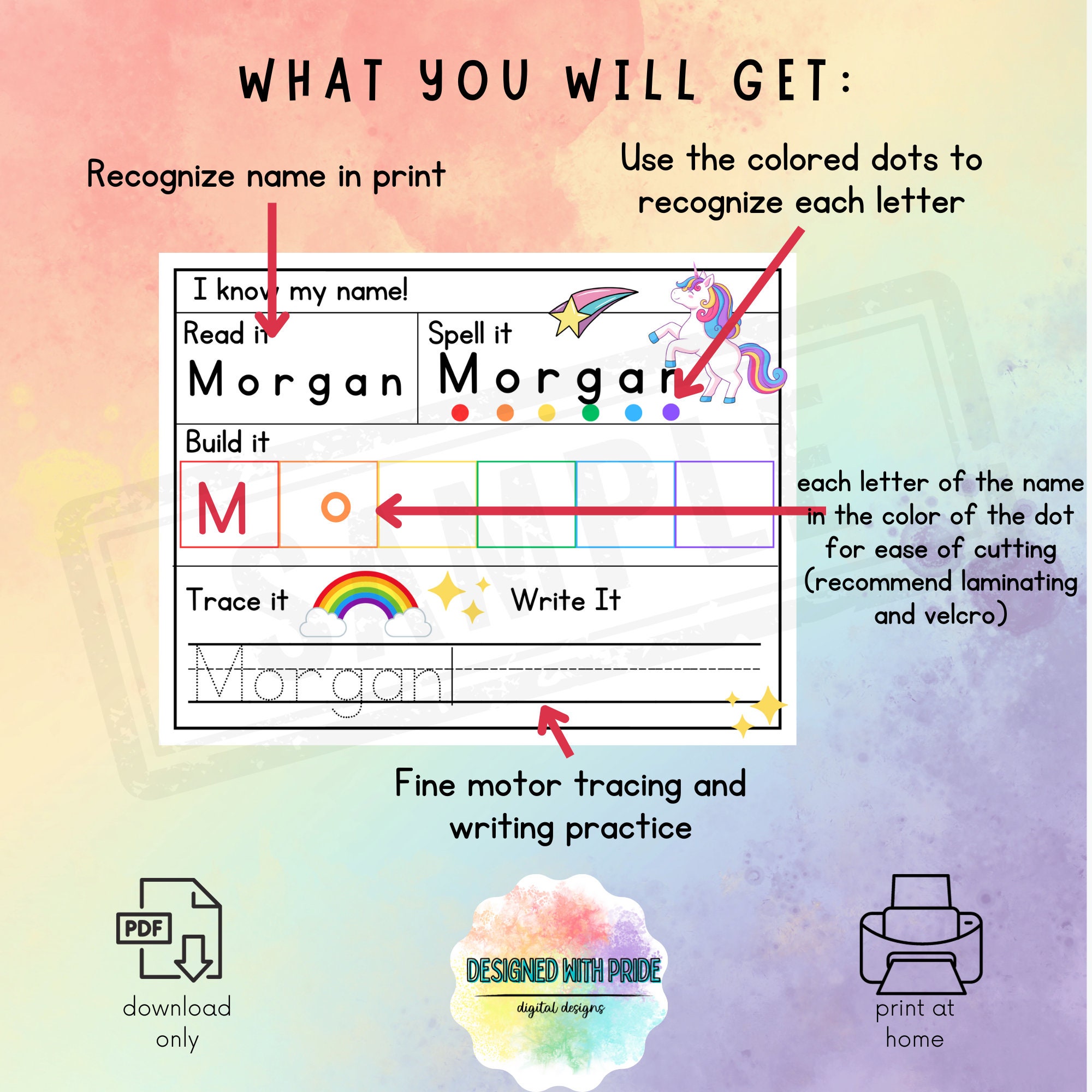 Personalized Name Tracing Mat | Homeschool Printable (digital Download ...