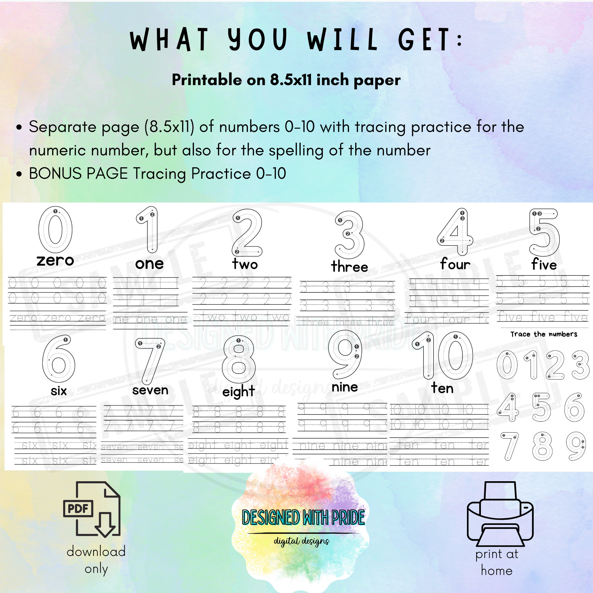 Number Tracing Practice | Prek Number Practice | Kindergarten Number ...