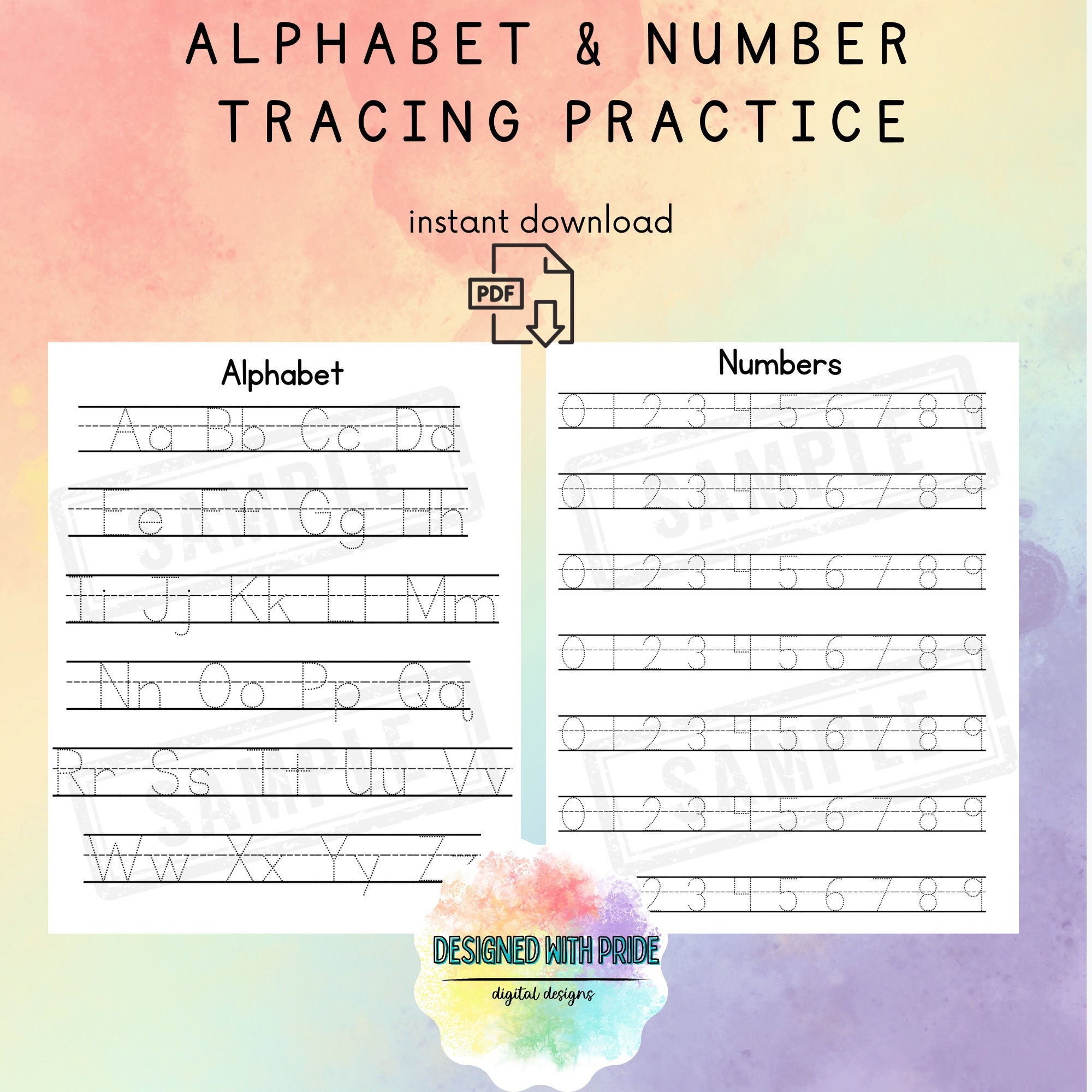 Alphabet Tracing Practice Number Tracing Practice Homeschool Printables ...