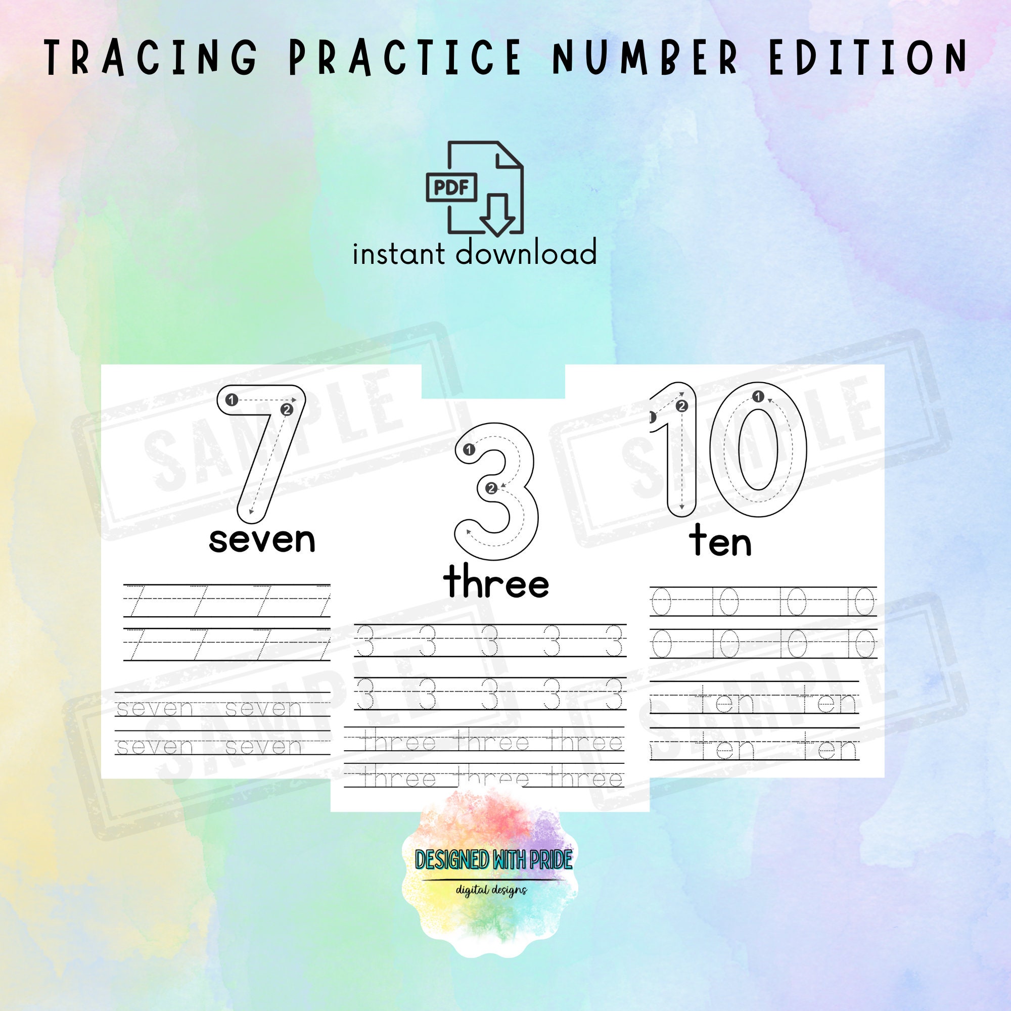Number Tracing Practice | Prek Number Practice | Kindergarten Number ...