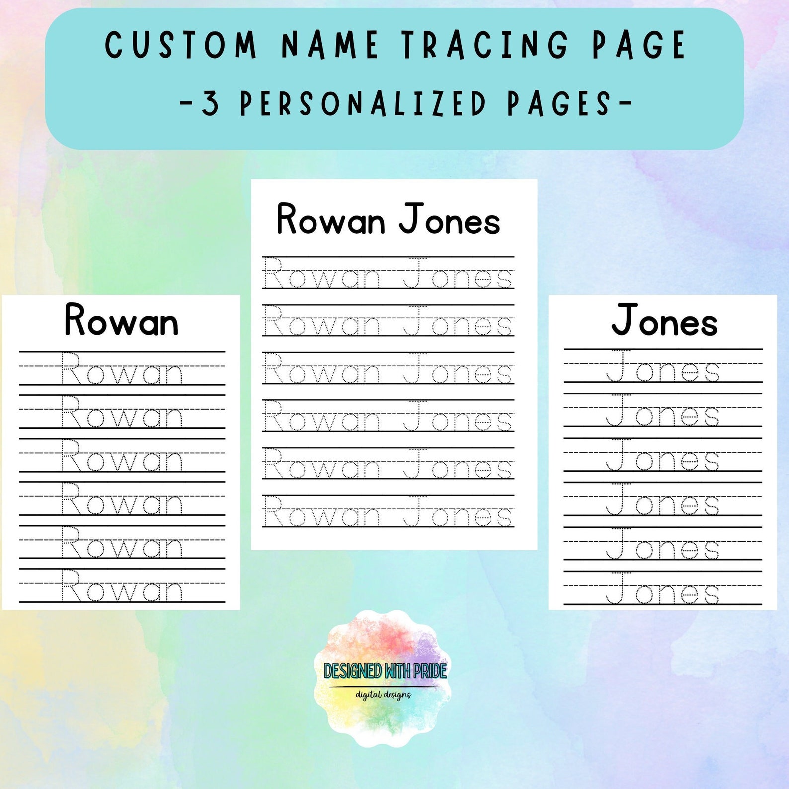 Custom Name Tracing Sheet. Handwriting Practice. Personalized Name ...