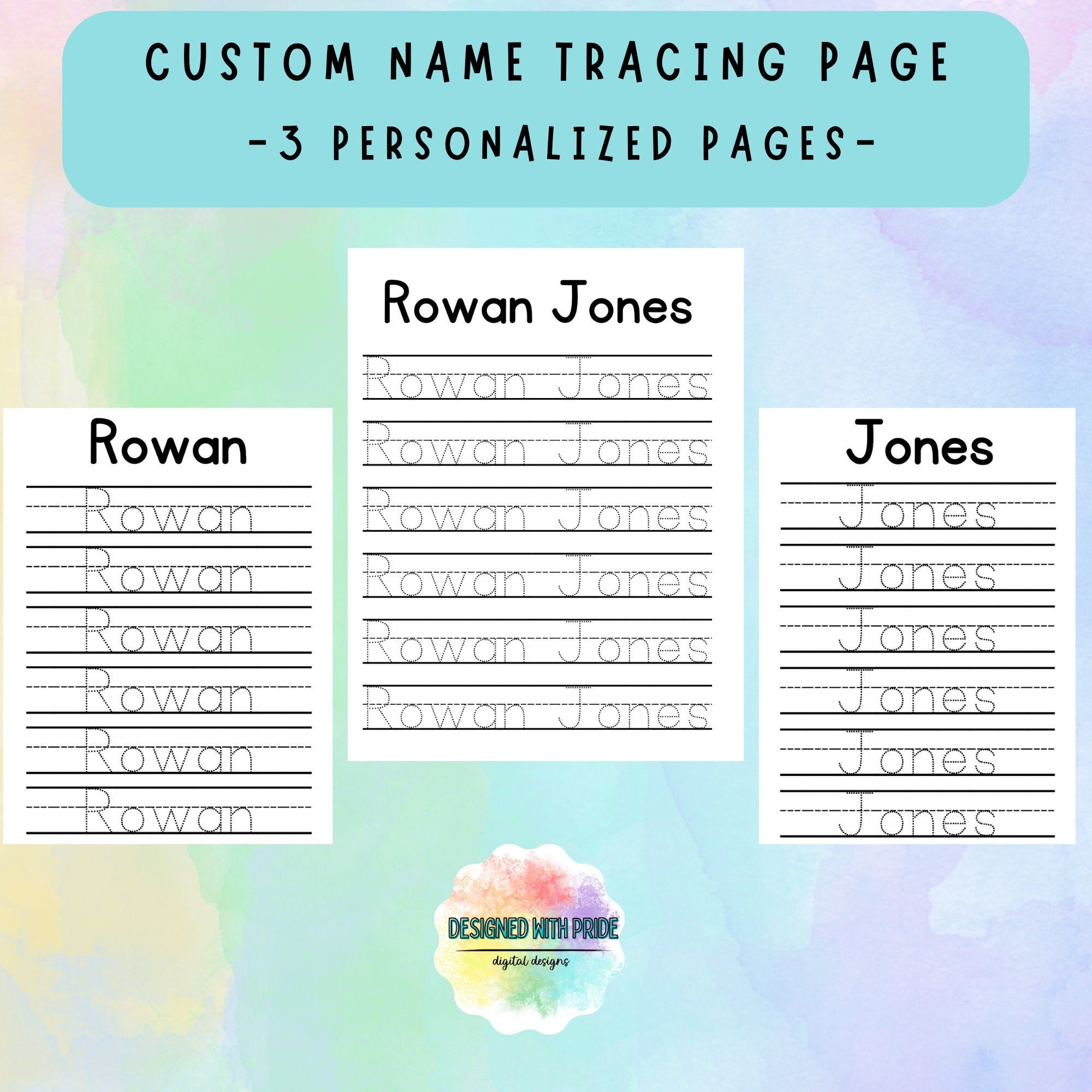 Custom Name Tracing Sheet. Handwriting Practice. Personalized Name ...