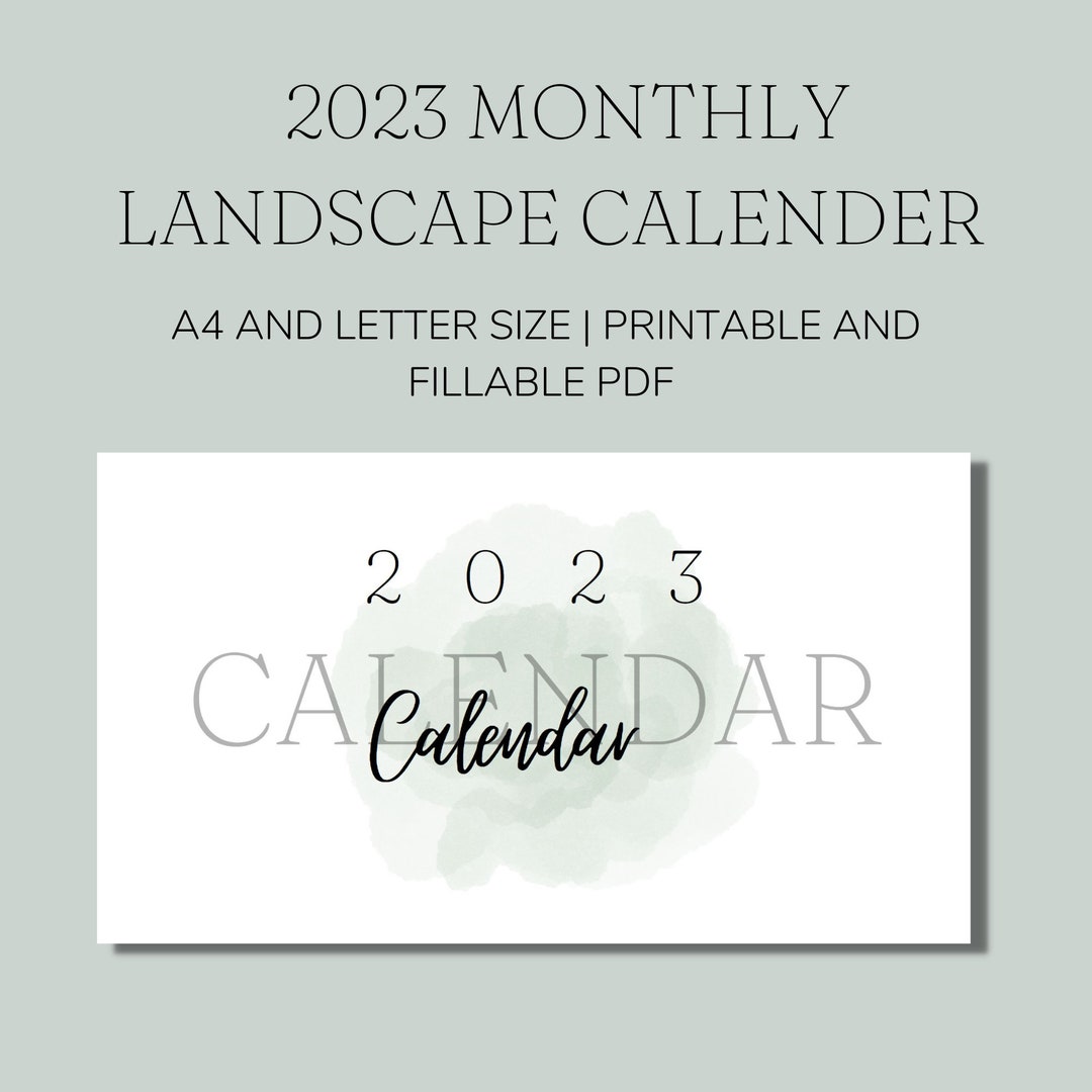 2023 Monthly Printable Landscape Calender Minimal Monthly - Etsy