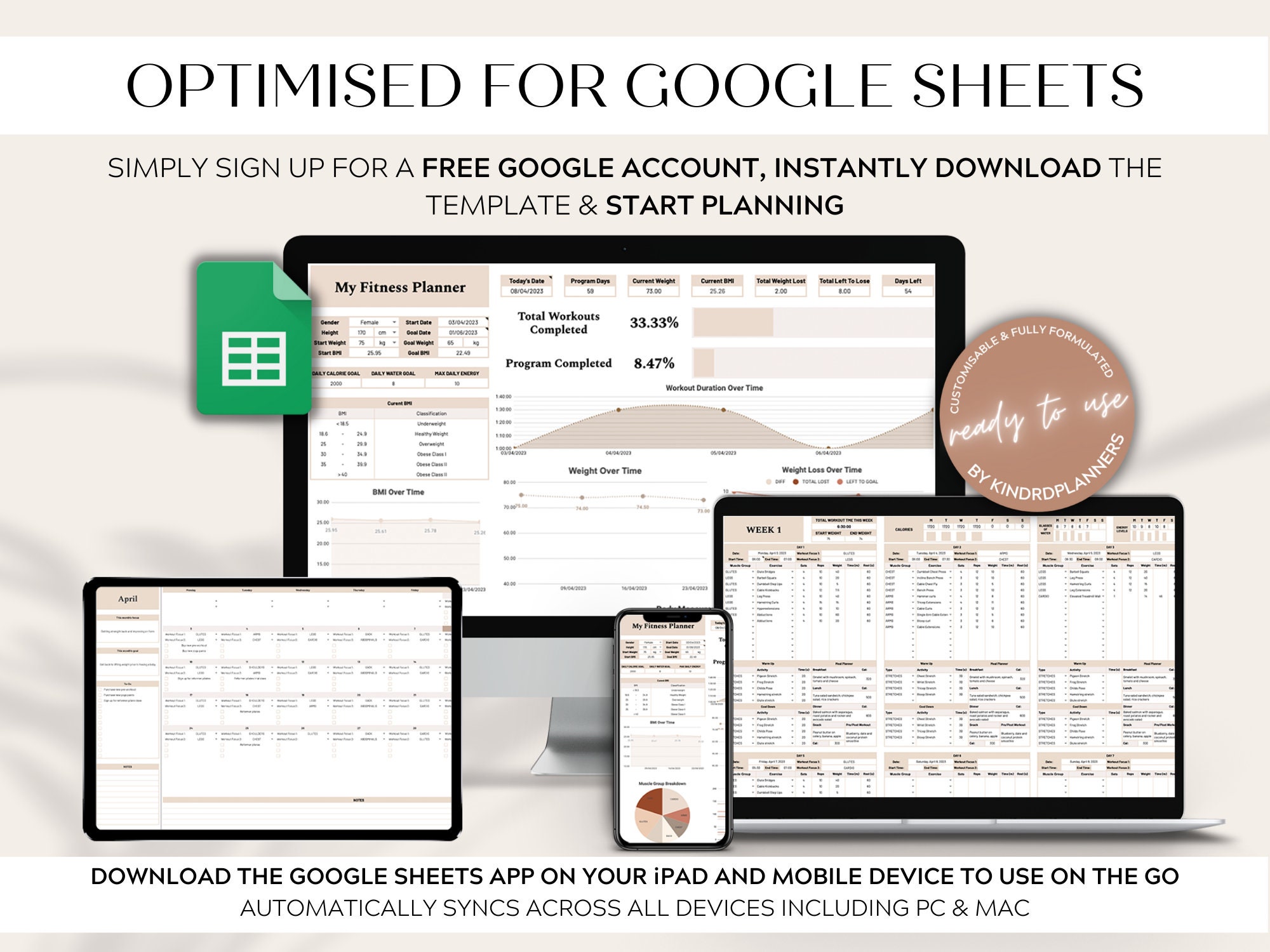 Fitness & Workout Planner for Google Sheets Customisable Workout ...