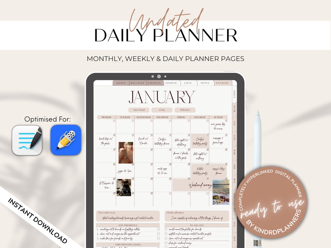 That Girl Undated Digital Planner, Minimal Aesthetic Planner, Premium ...