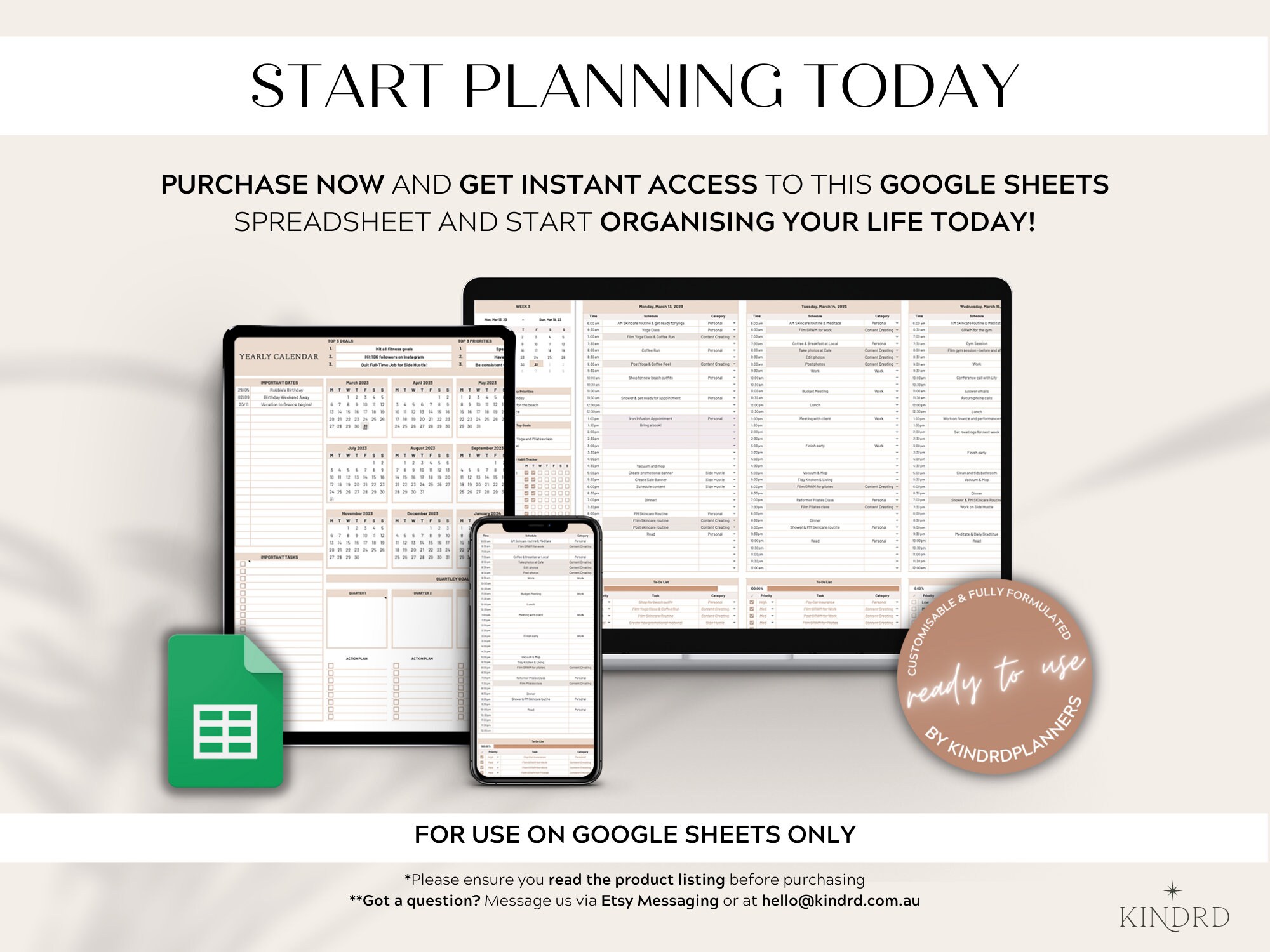Ultimate Digital Daily Planner for Google Sheets, Productivity ...