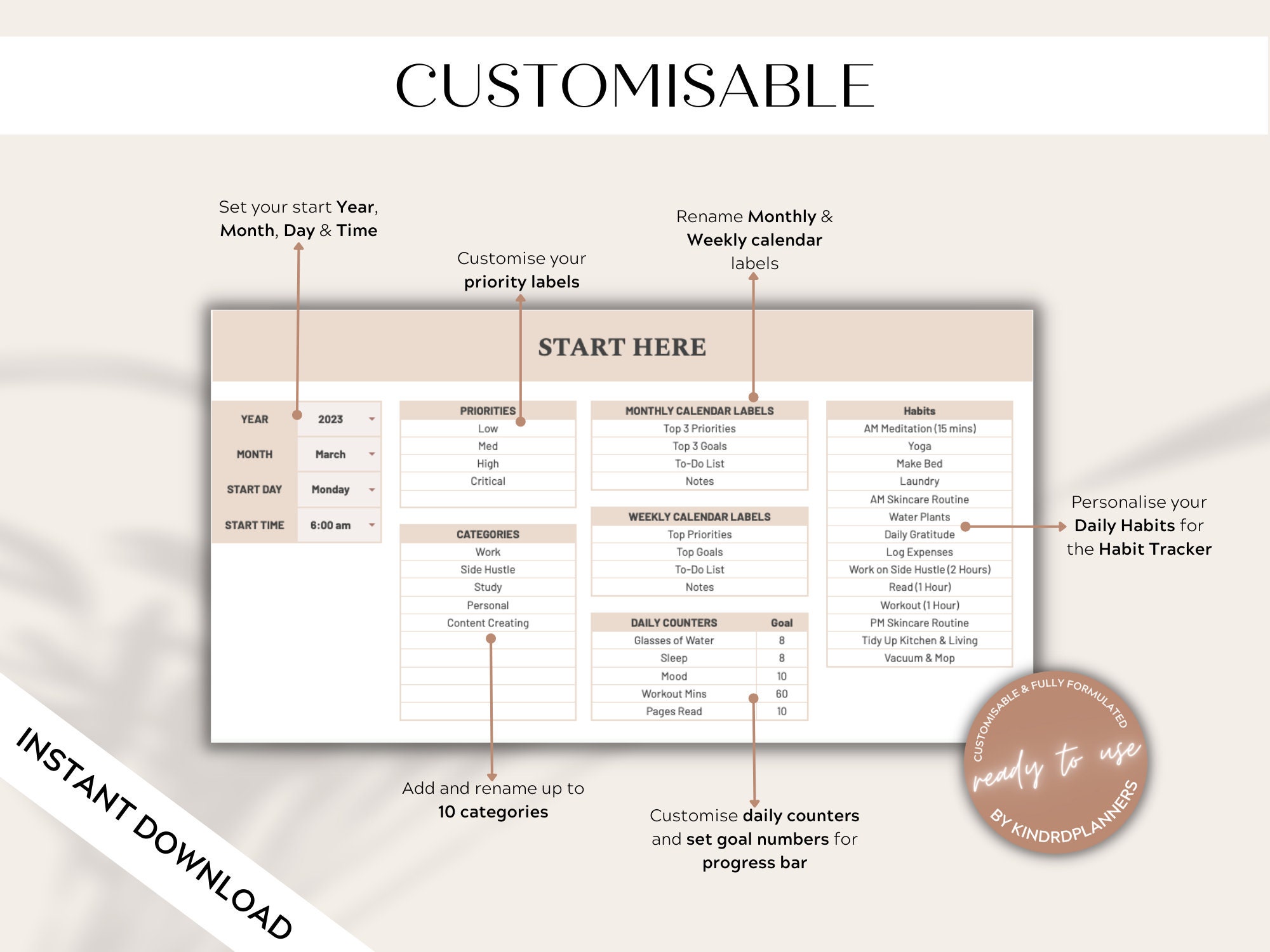 Ultimate Digital Daily Planner for Google Sheets, Productivity ...